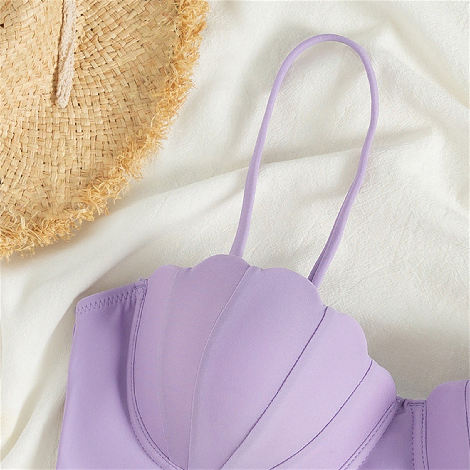 Cathalem Womens 3 Piece Swimsuits Strappy Seashell Bikini Top Swim Tops ...
