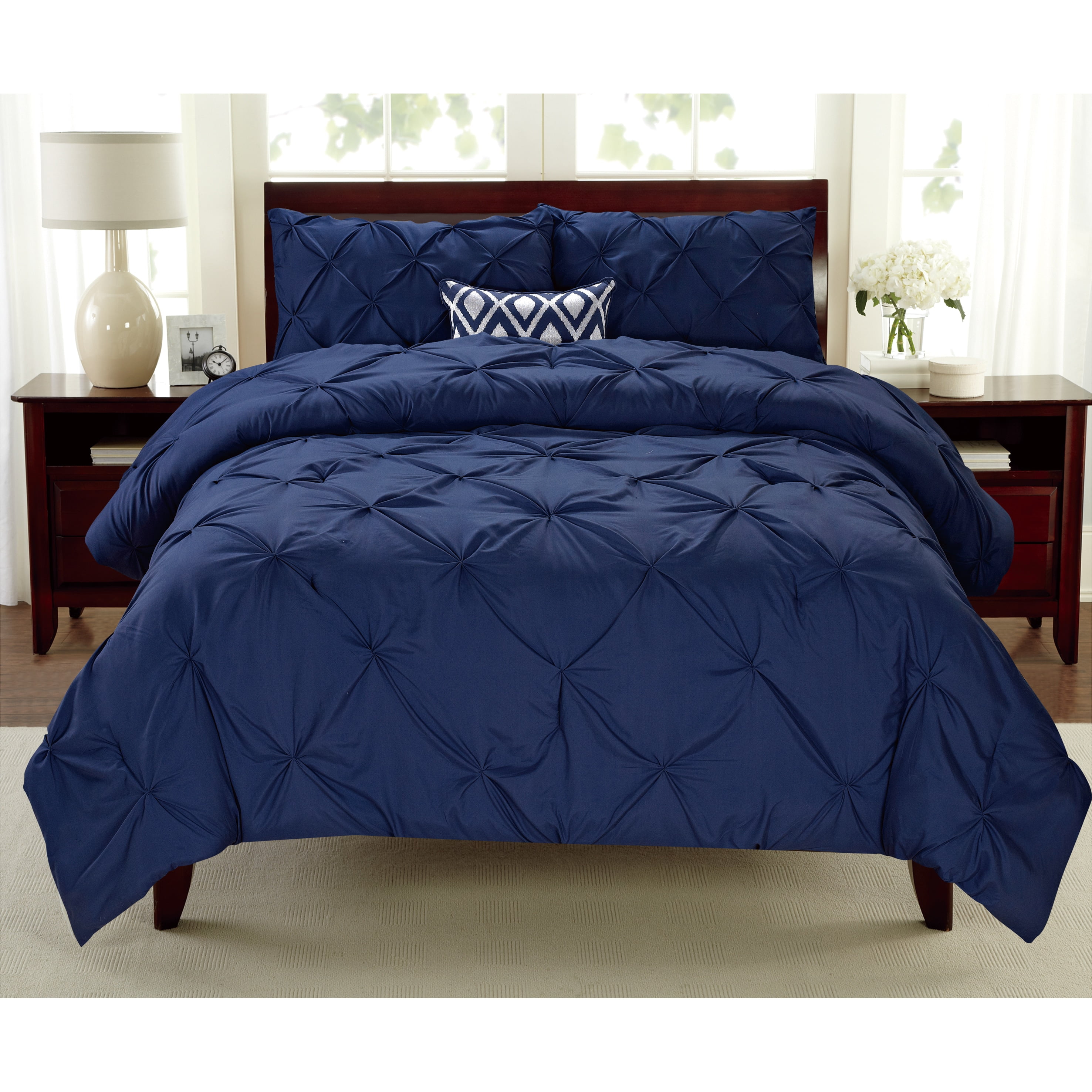 Cathay Home Oasis Pintuck Comforter Set Twin Indigo - Walmart.com