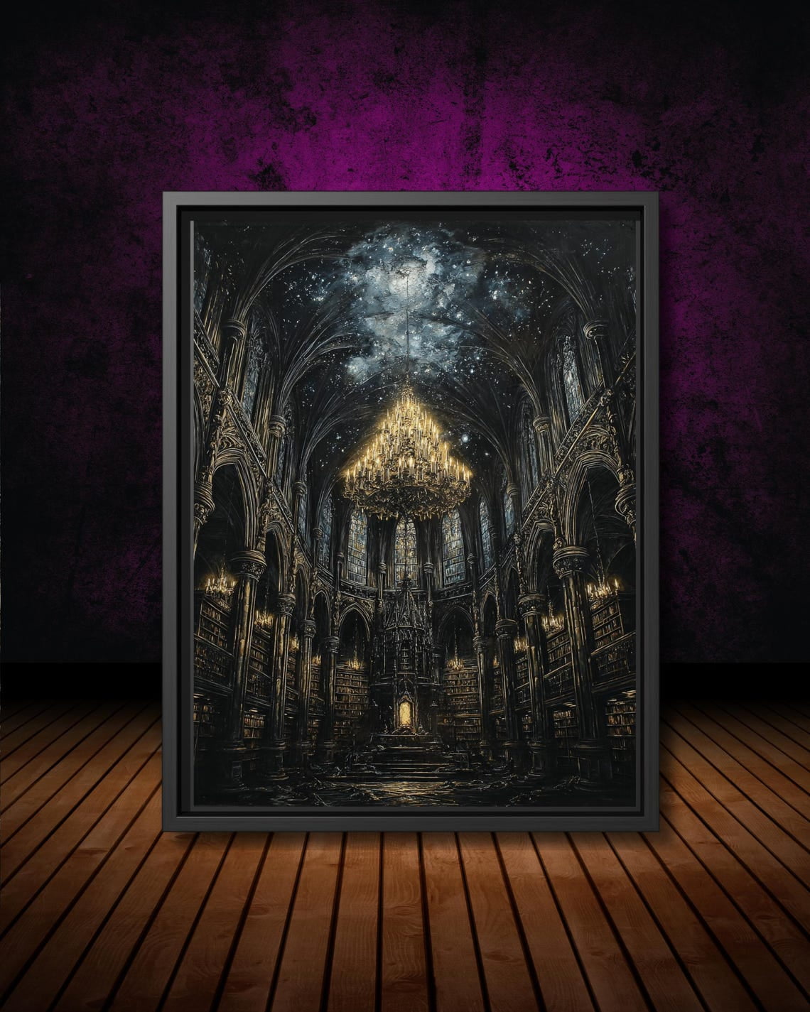 Cathedral Library Celier Wall Art Poster, Dark Academia Fantasy Artwork ...