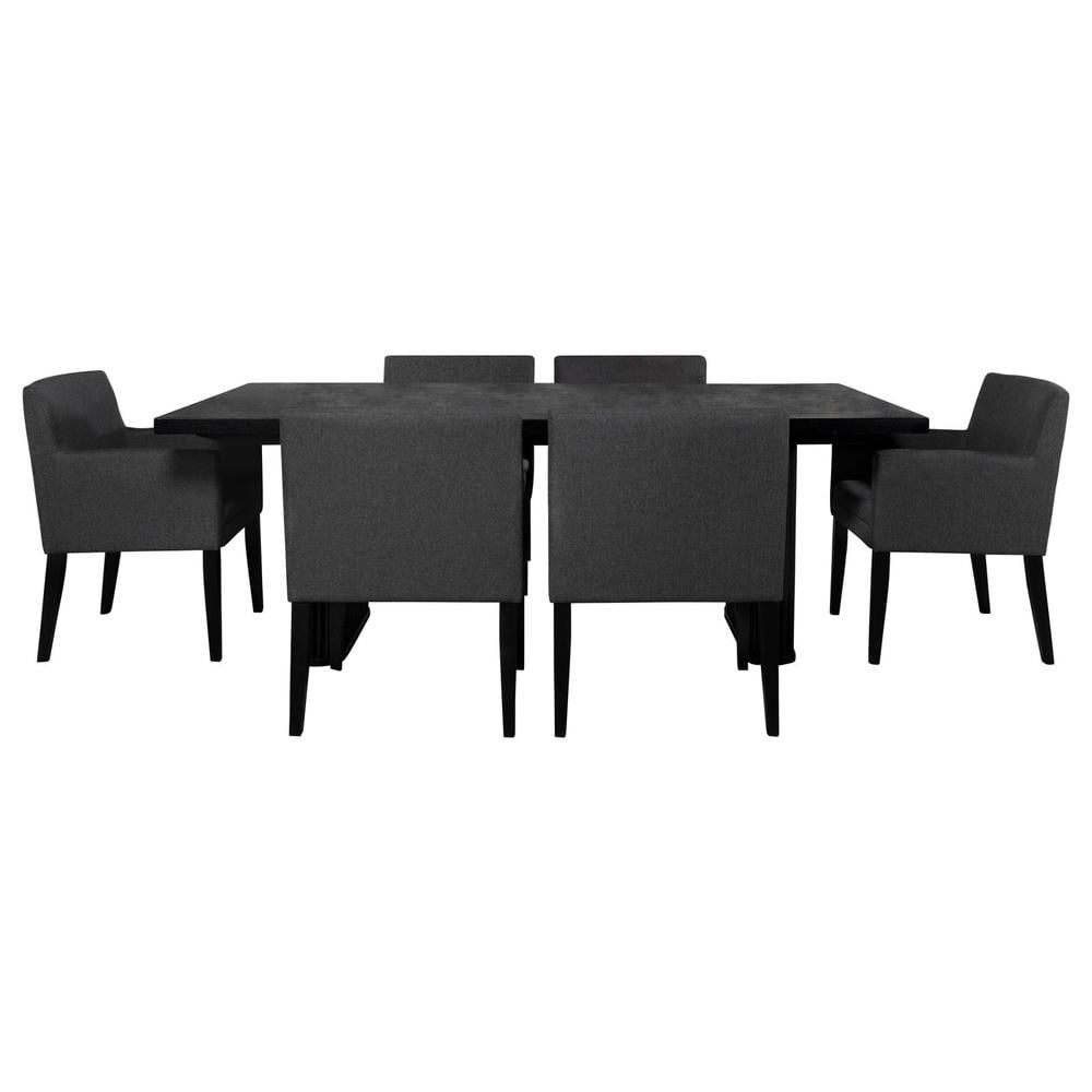 Catherine 7-piece Double Pedestal Dining Table Set Charcoal Grey and ...