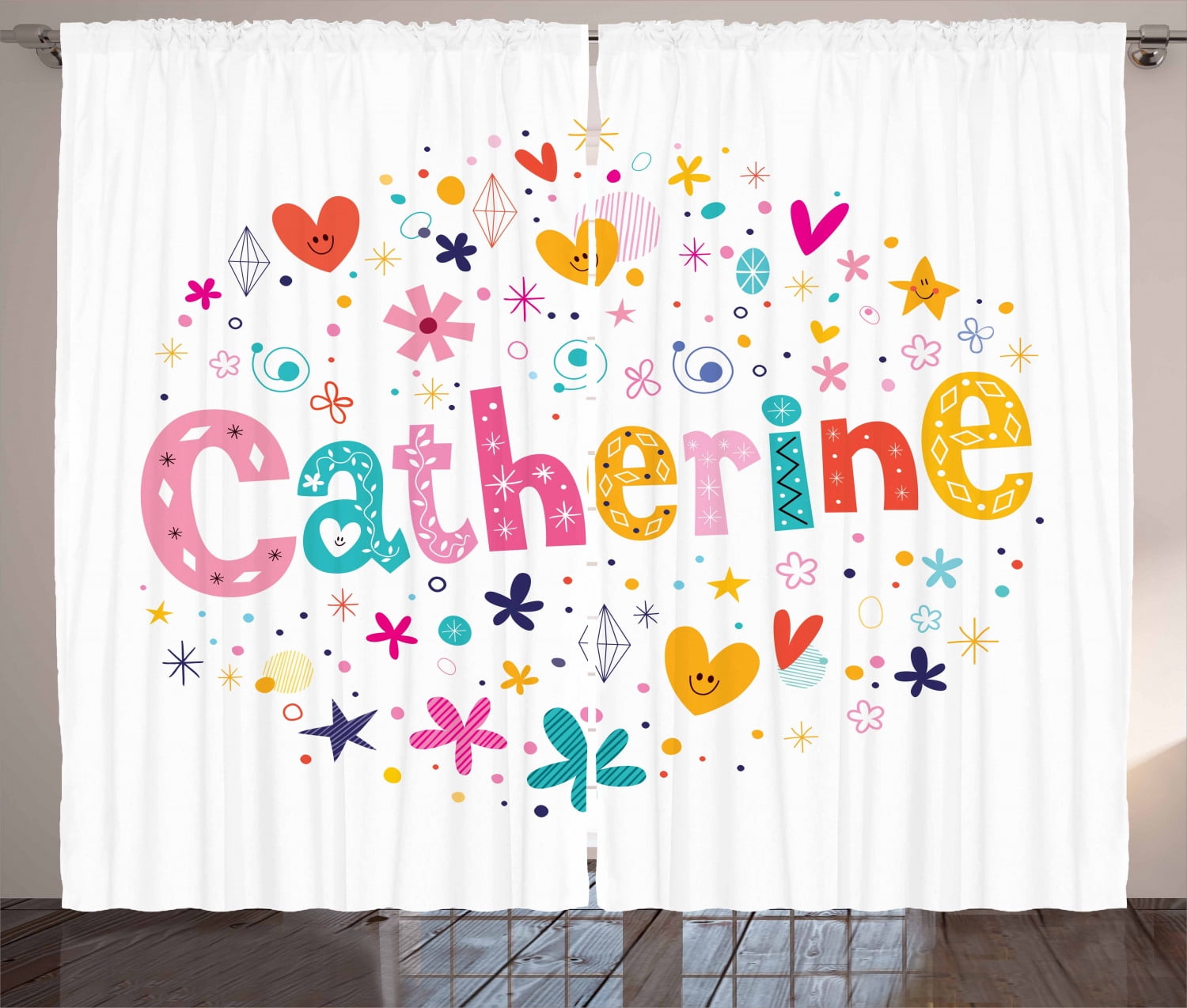 Ambesonne Catherine Curtains 2 Panel Set, Colorful Alphabet, 108" x 63 ...
