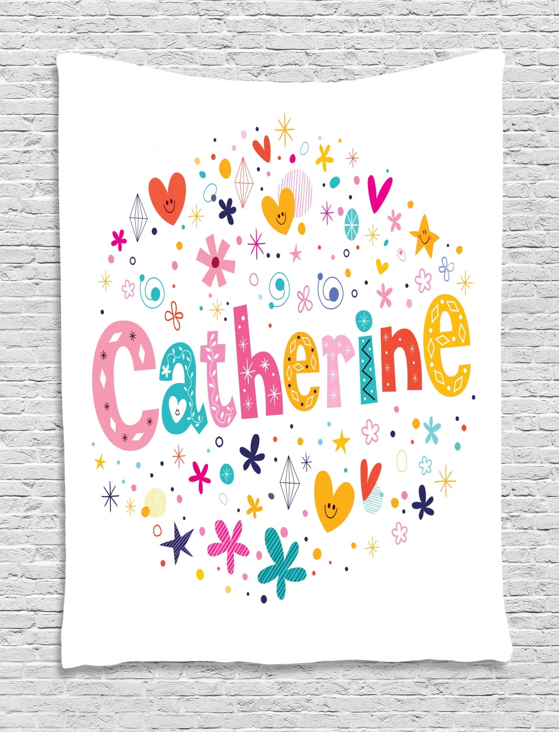 Catherine Tapestry, Colorful Alphabet Design Ornate Lettering Nursery ...