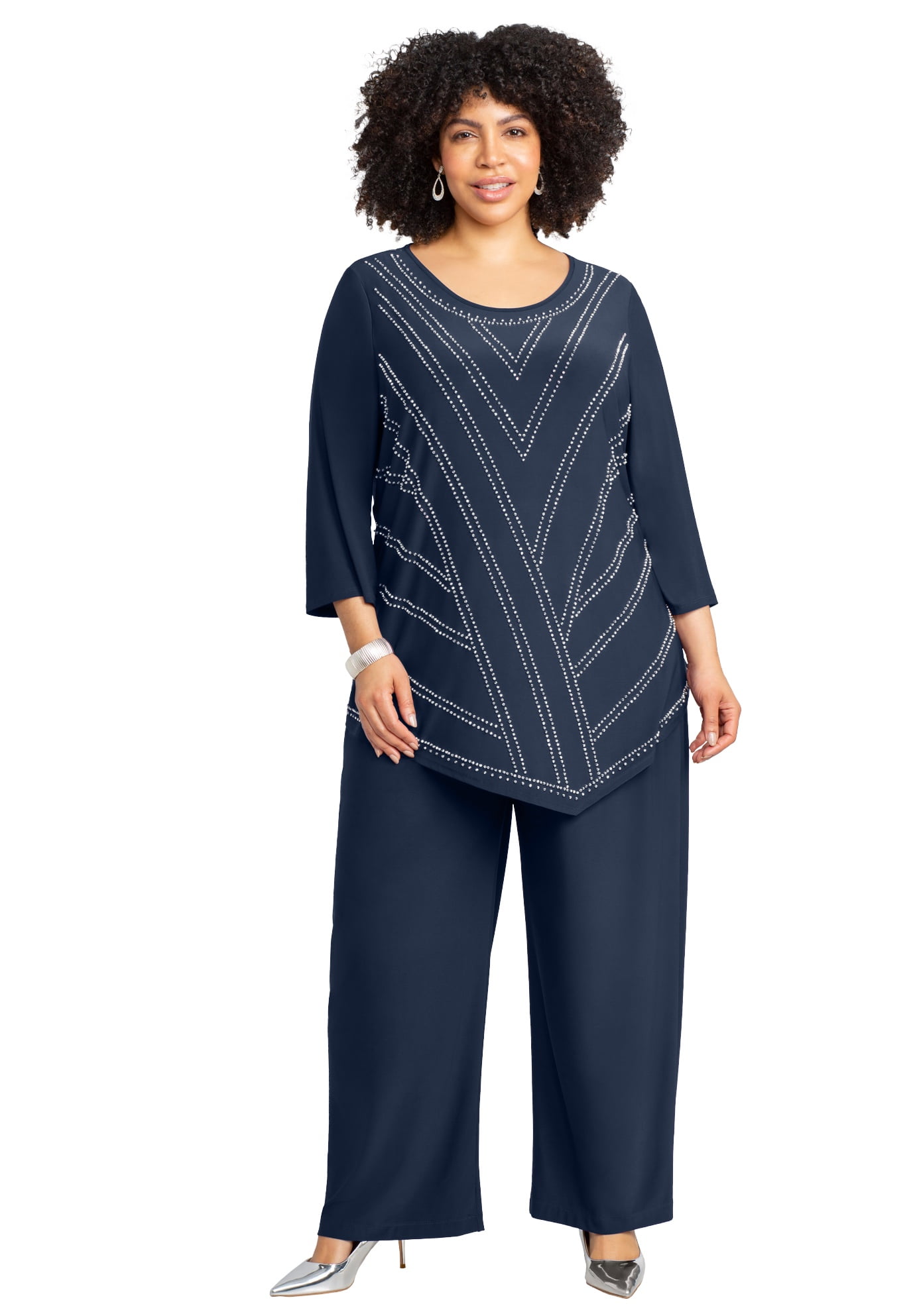 Catherines Women's Plus Size 2-Piece Dazzle Zig Zag Pant Suit - Walmart.com