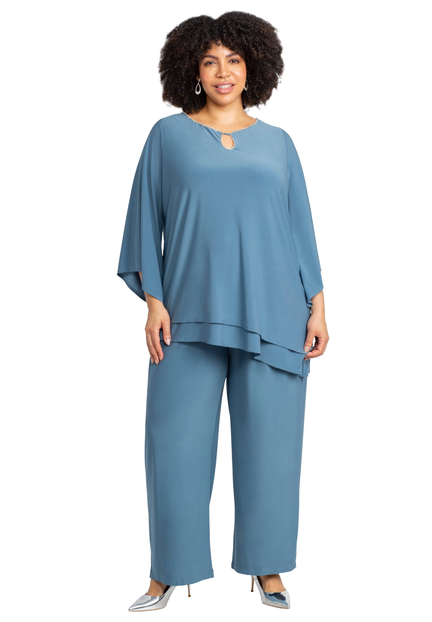 Catherines Women's Plus Size 2-Piece Embellished Keyhole Pant Set ...