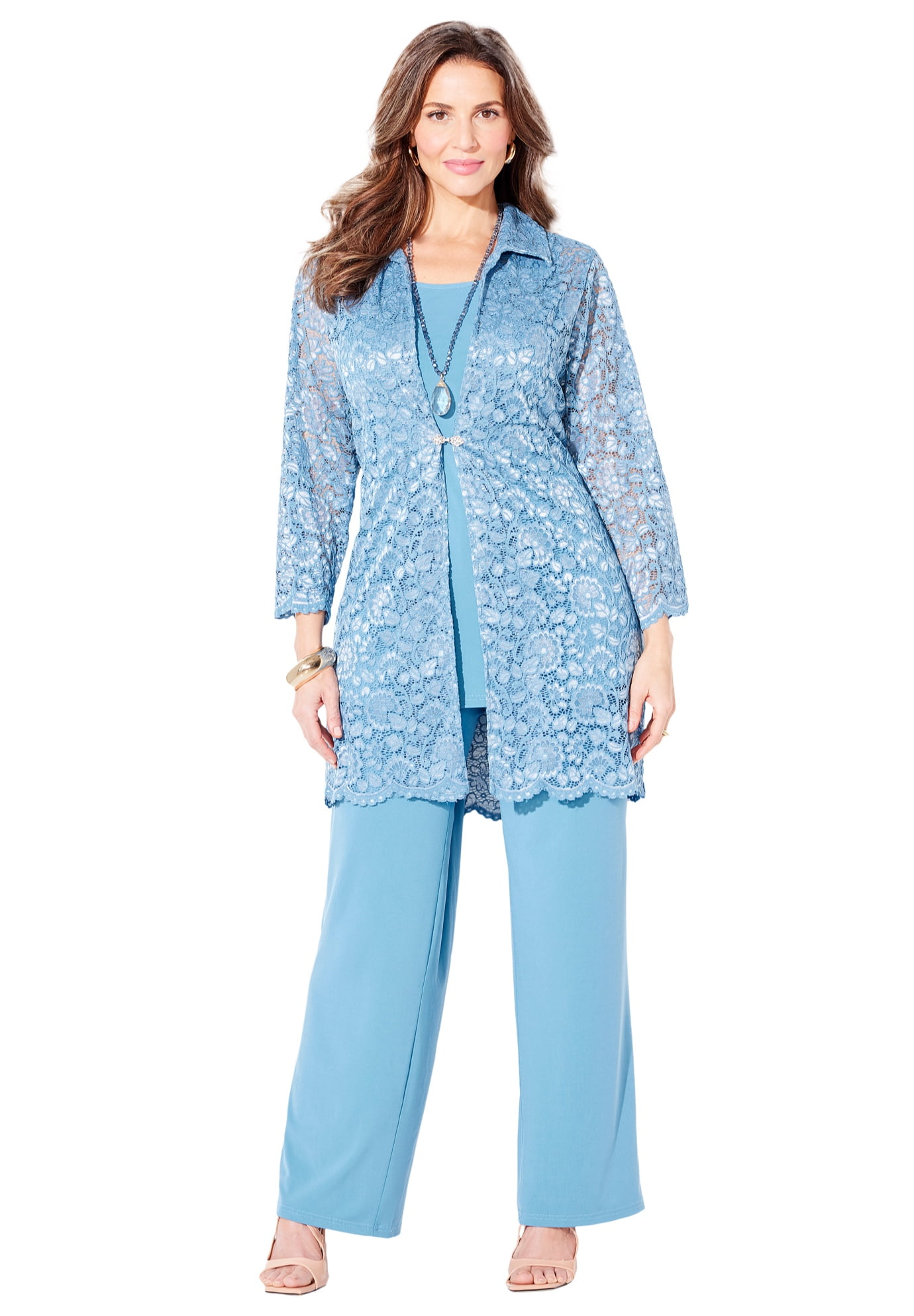 Catherines Women's Plus Size 3-Piece Lace Pant Set - Walmart.com