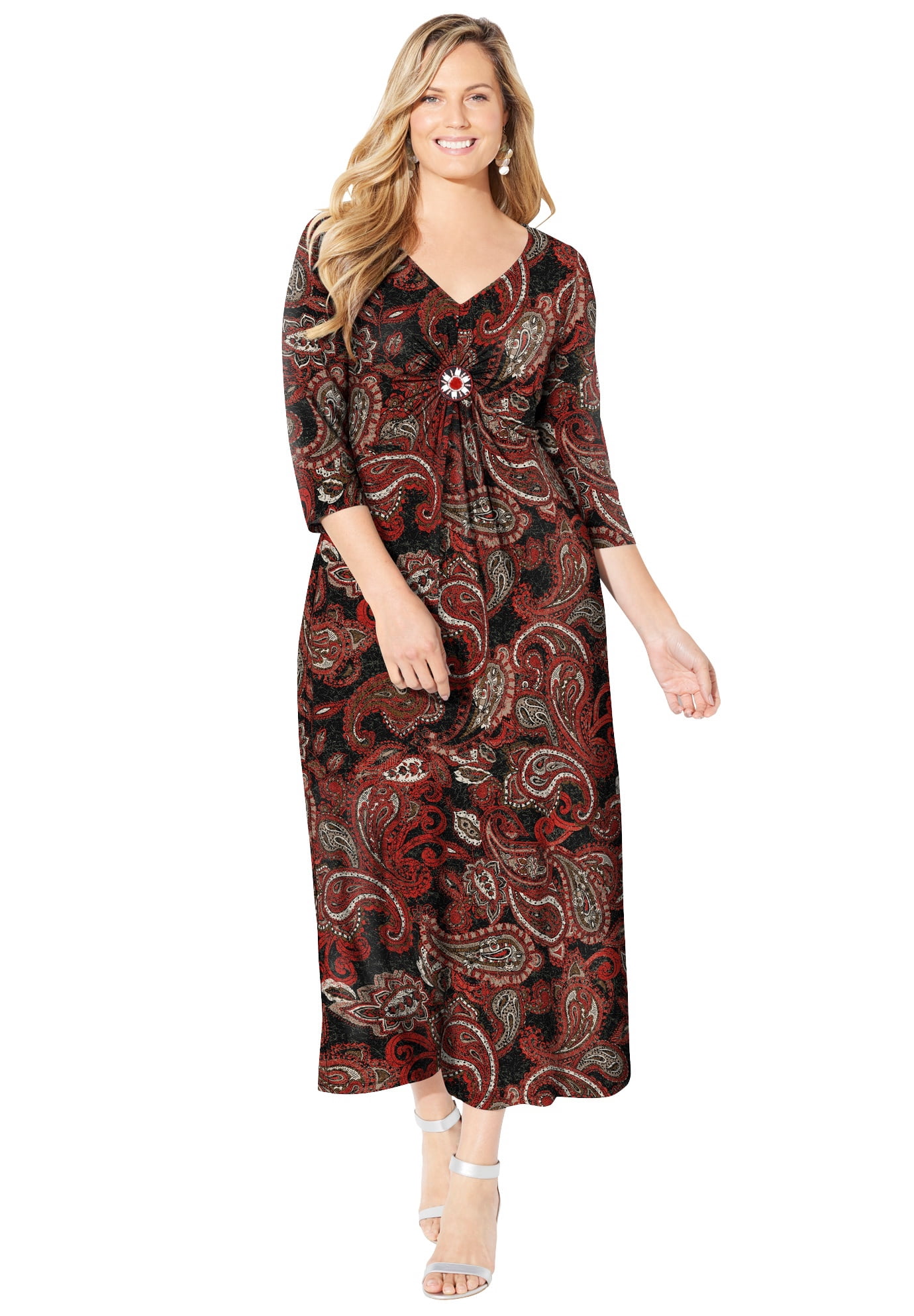 Catherines Women's Plus Size Anywear Beaded Medallion Maxi Dress ...