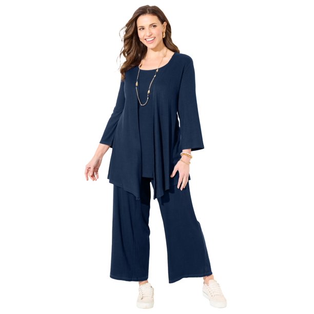 Catherines Women's Plus Size Anywear Rib Hacci Duet Topper - Walmart ...