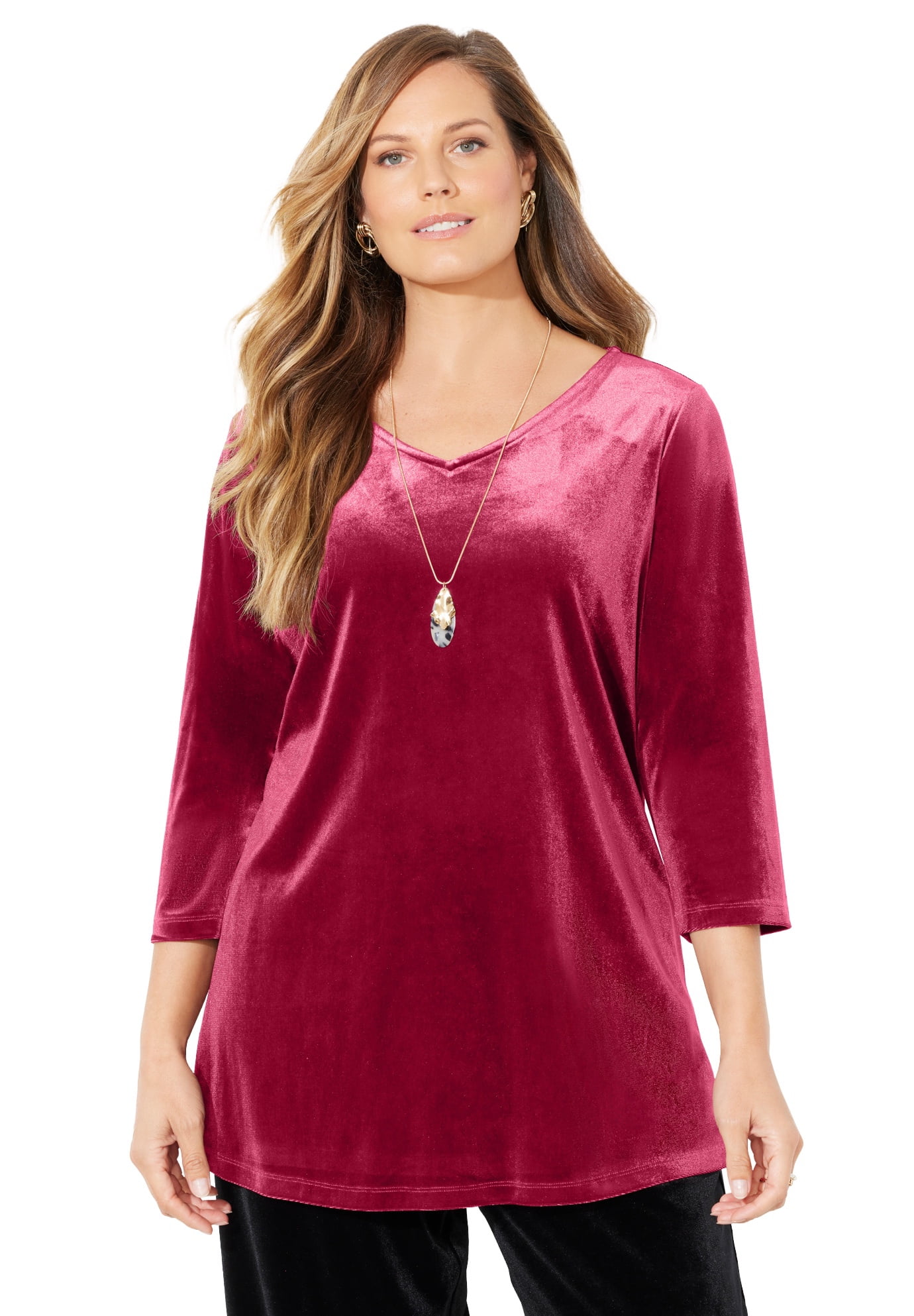 Catherines Women's Plus Size Anywear Velvet V-Neck Tunic - Walmart.com