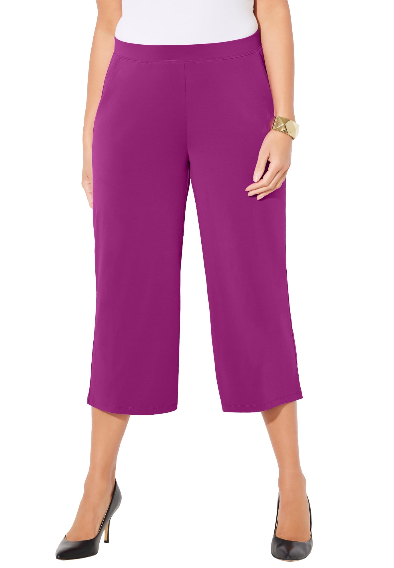 Catherines Women's Plus Size Anywear Wide Leg Capri - Walmart.com