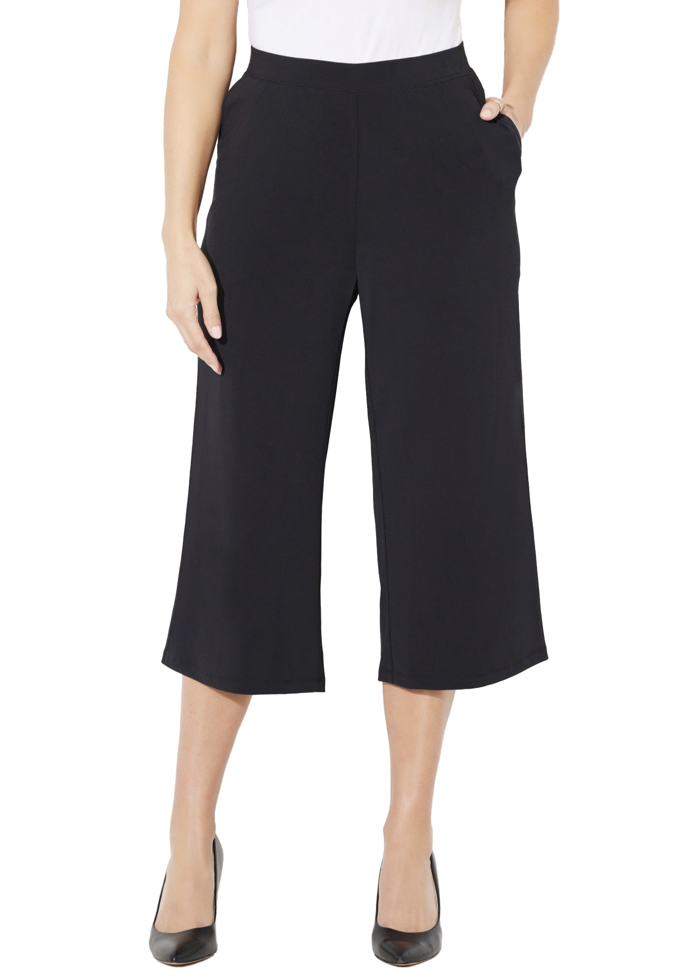 Catherines Women's Plus Size Anywear Wide Leg Capri - Walmart.com