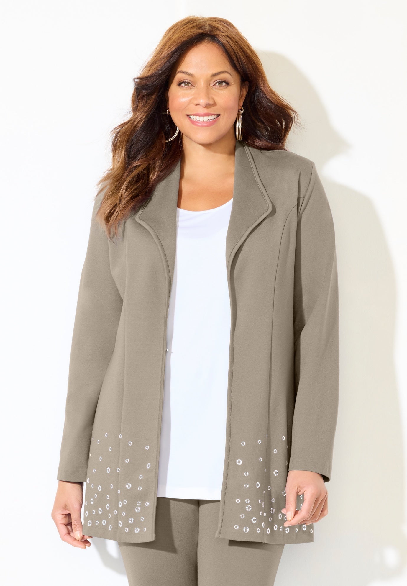Catherines Women's Plus Size Black Label Grommet Ponte Jacket - Walmart.com