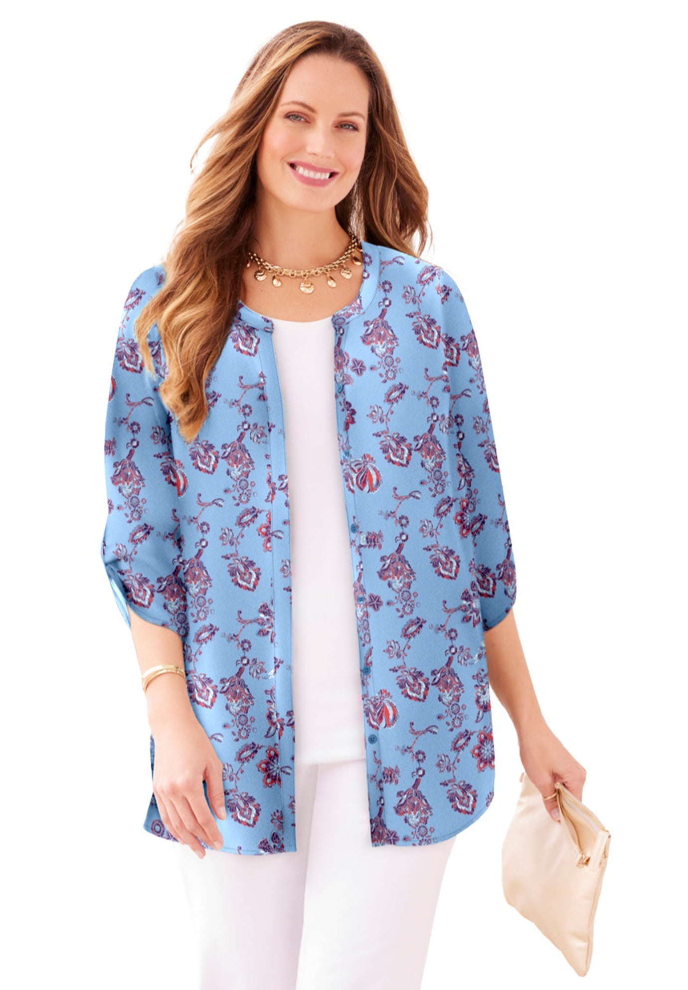 Catherines Women's Plus Size Breezeway Georgette Blouse - Walmart.com