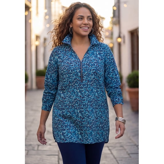 Catherines Women's Plus Size Breezeway Half-Zip Tunic - Walmart.com