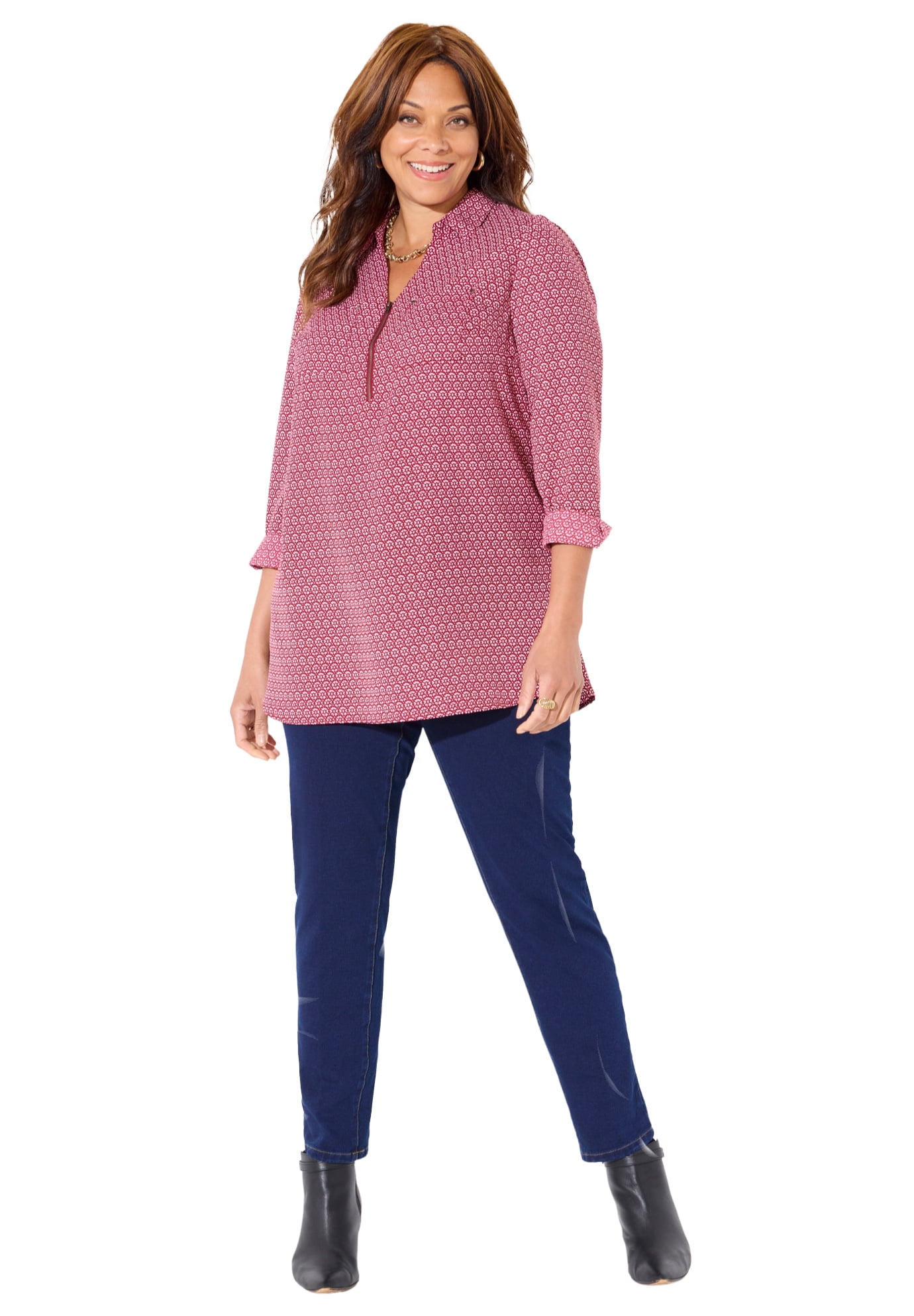 Catherines Women's Plus Size Breezeway Half-Zip Tunic - Walmart.com