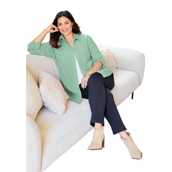 Catherines Women's Plus Size Brushed Cozy Rib Button Front Tunic ...