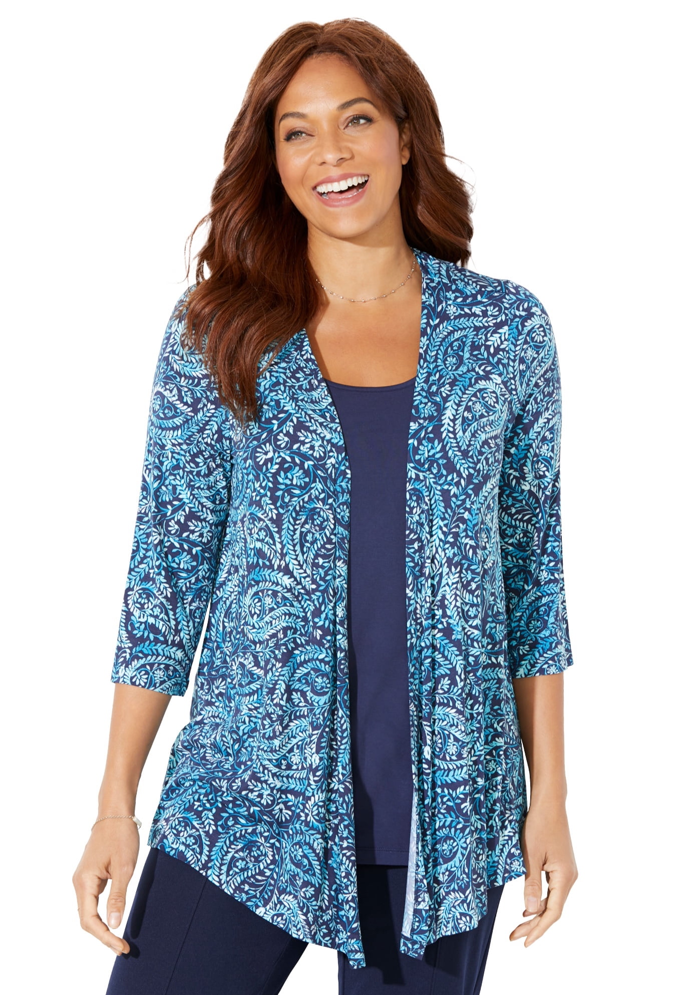 Catherines Women's Plus Size Cardigan And Tank One Piece Top - Walmart.com
