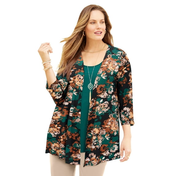 Catherines Women's Plus Size Cardigan And Tank One Piece Top - Walmart.com