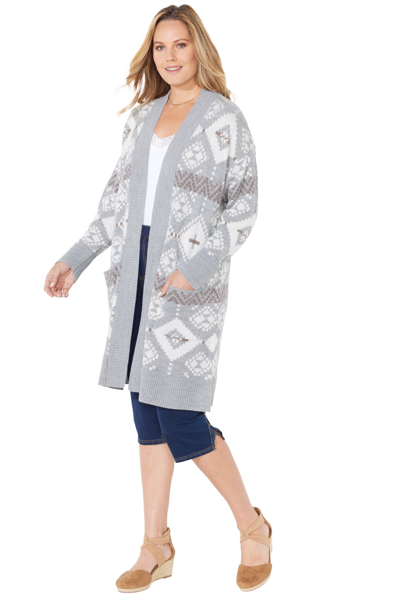 Catherines Women's Plus Size Classic Fair Isle Coatigan - Walmart.com