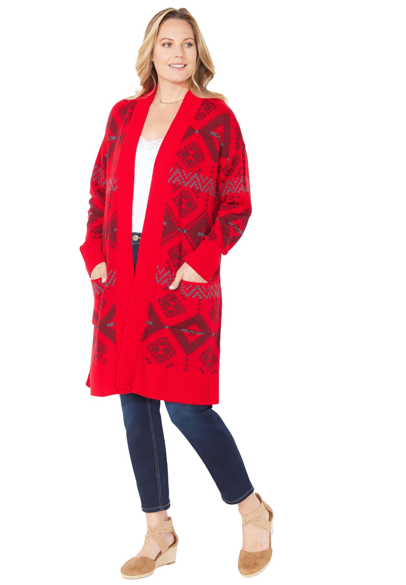Catherines Women's Plus Size Classic Fair Isle Coatigan - Walmart.com