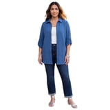 Catherines Women's Plus Size Collared Cable Buttonfront Tunic - Walmart.com