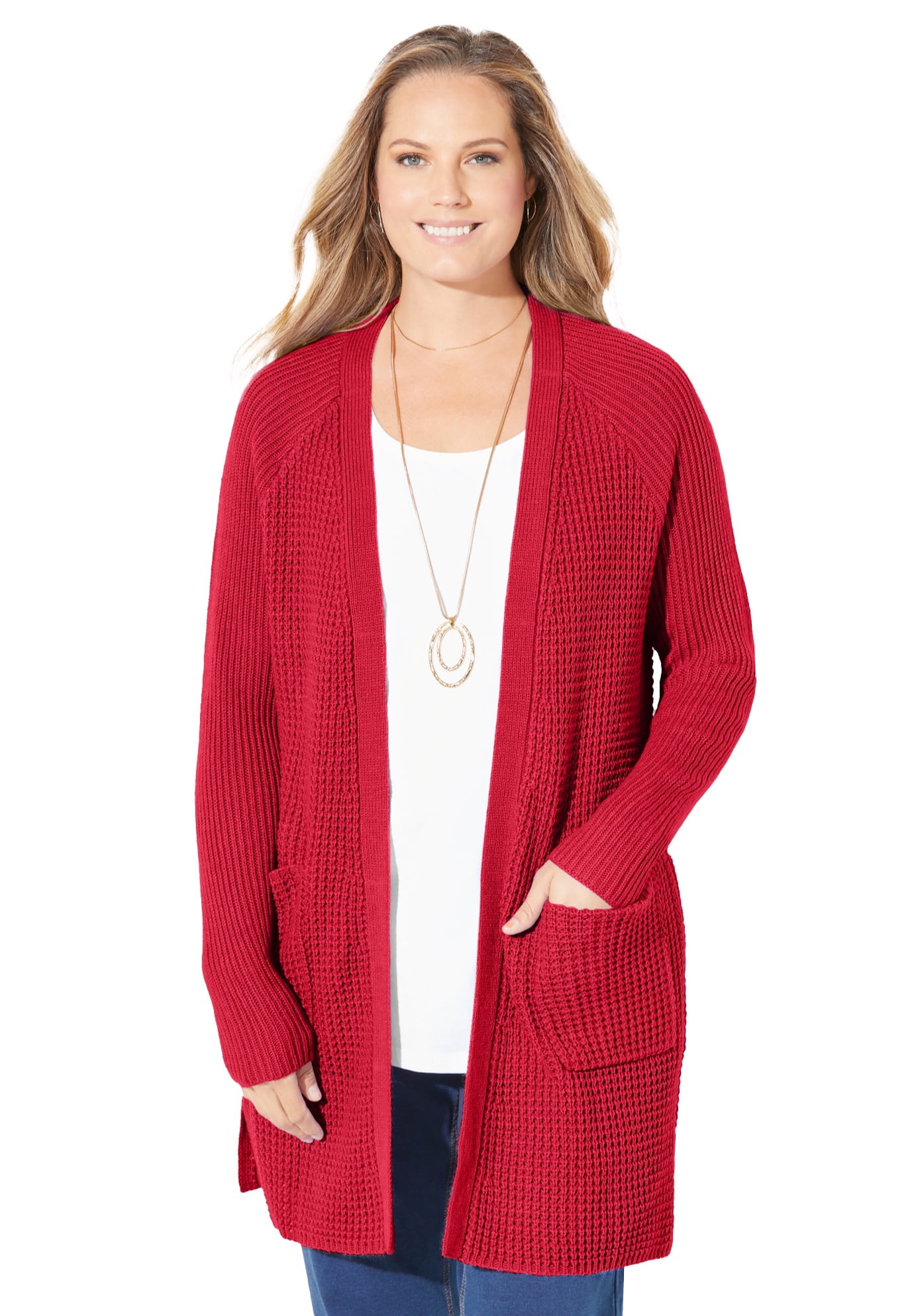 Catherines Women's Plus Size Daydream Waffle Knit Sweater - Walmart.com