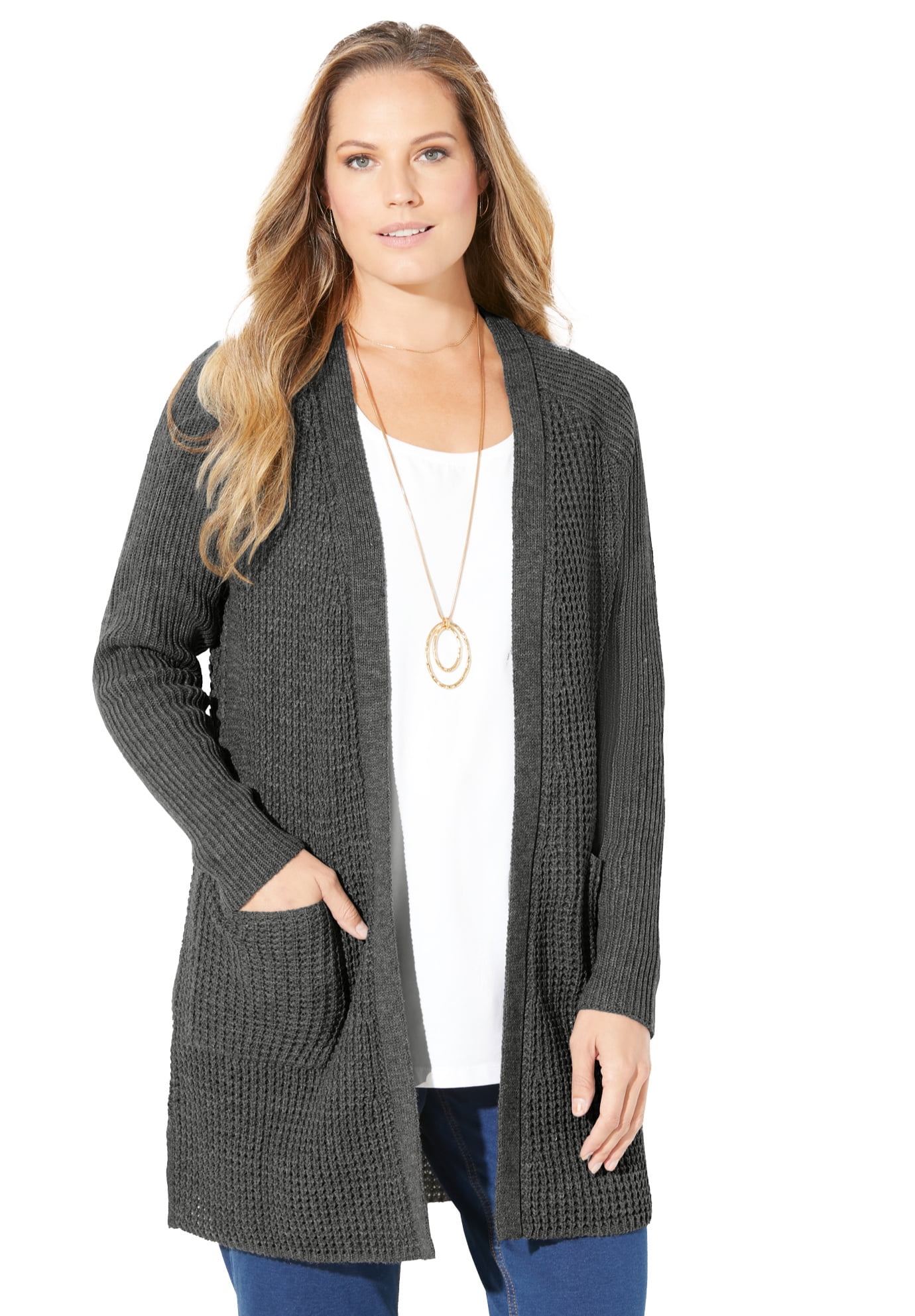 Catherines Women's Plus Size Daydream Waffle Knit Sweater - Walmart.com