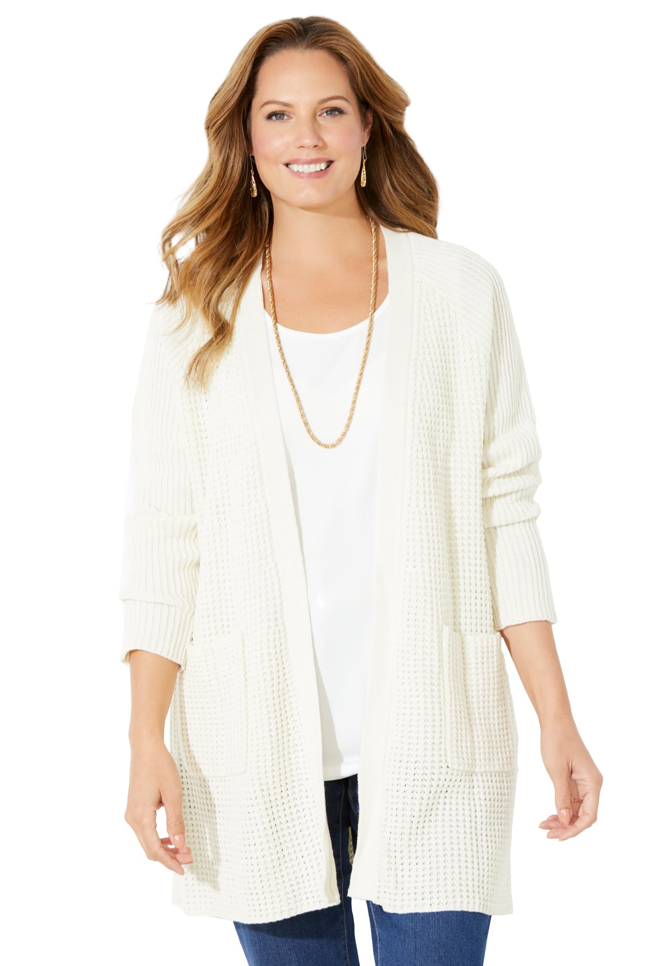 Catherines Women's Plus Size Daydream Waffle Knit Sweater - Walmart.com