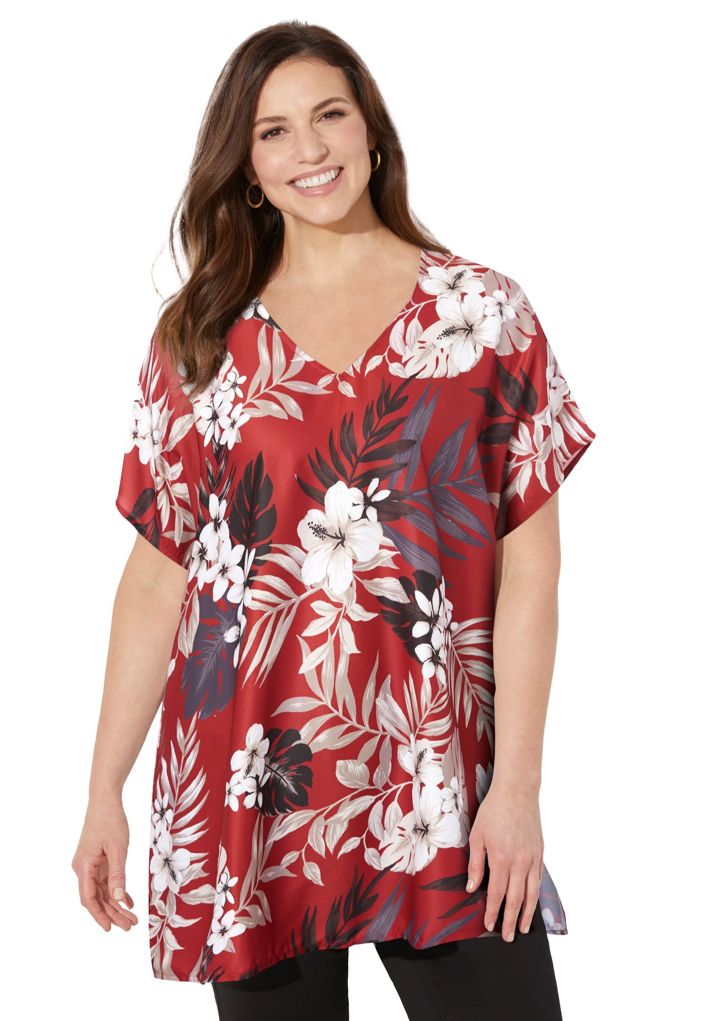 Catherines Women's Plus Size Dolman Sleeve Georgette Top - Walmart.com