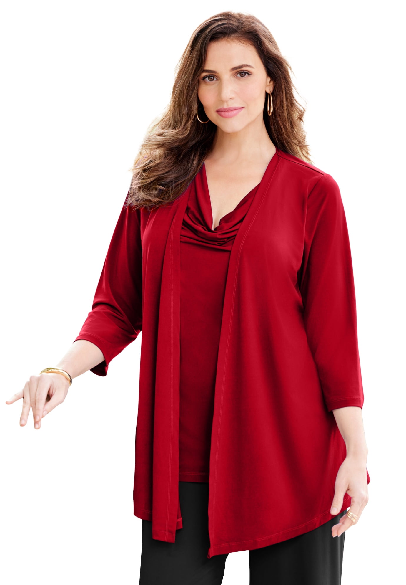 Catherines Women's Plus Size Dream Drape Cardigan And Tank Duet ...