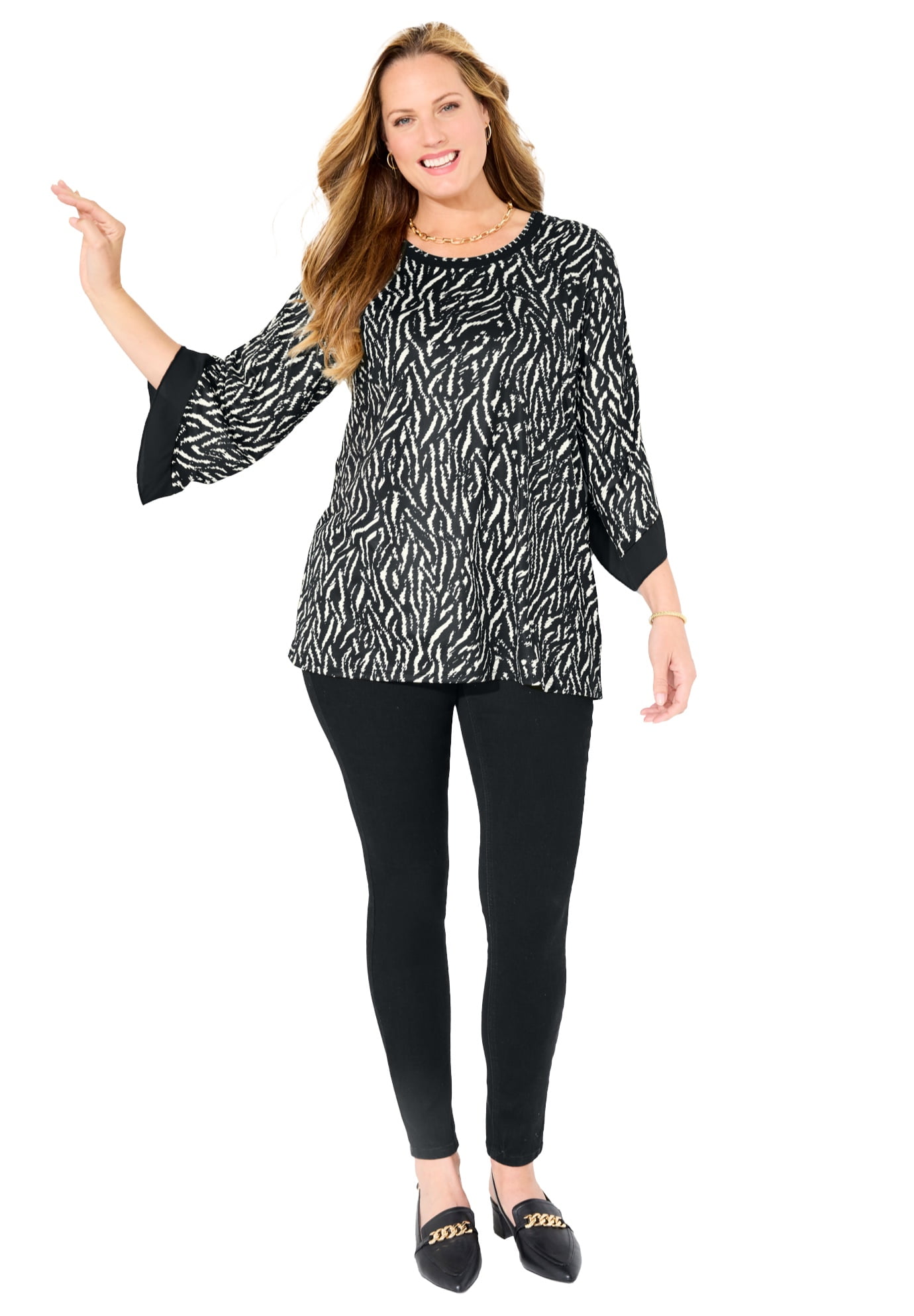 Catherines Women's Plus Size Dream Drape Flutter Sleeve Top - Walmart.com