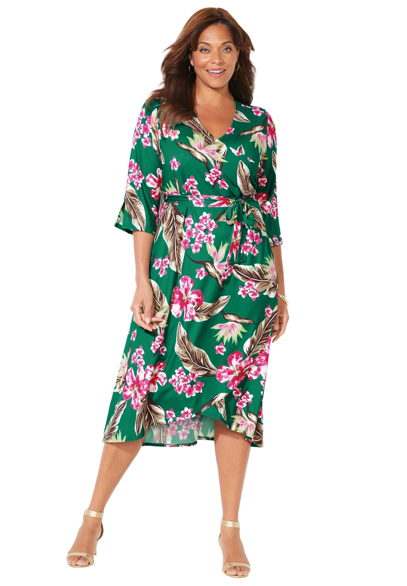 Catherines Women's Plus Size Easy Faux Wrap Dress - Walmart.com