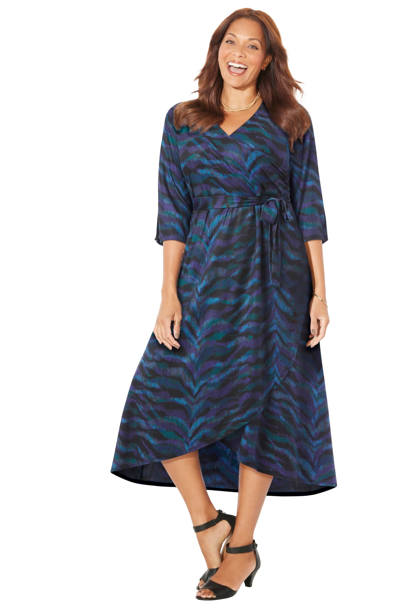Catherines Women's Plus Size Easy Faux Wrap Dress - Walmart.com