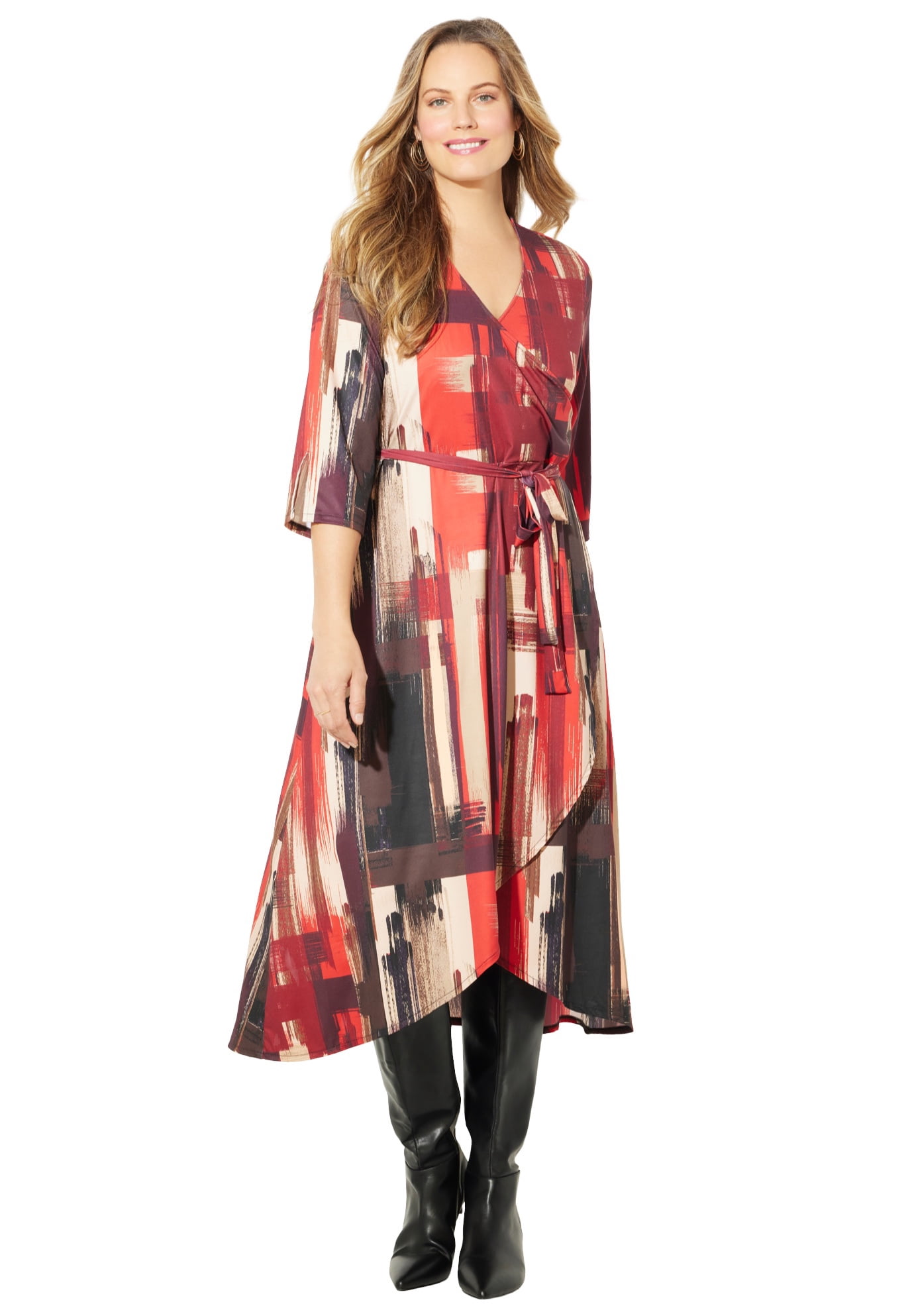 Catherines Women's Plus Size Easy Faux Wrap Dress - Walmart.com