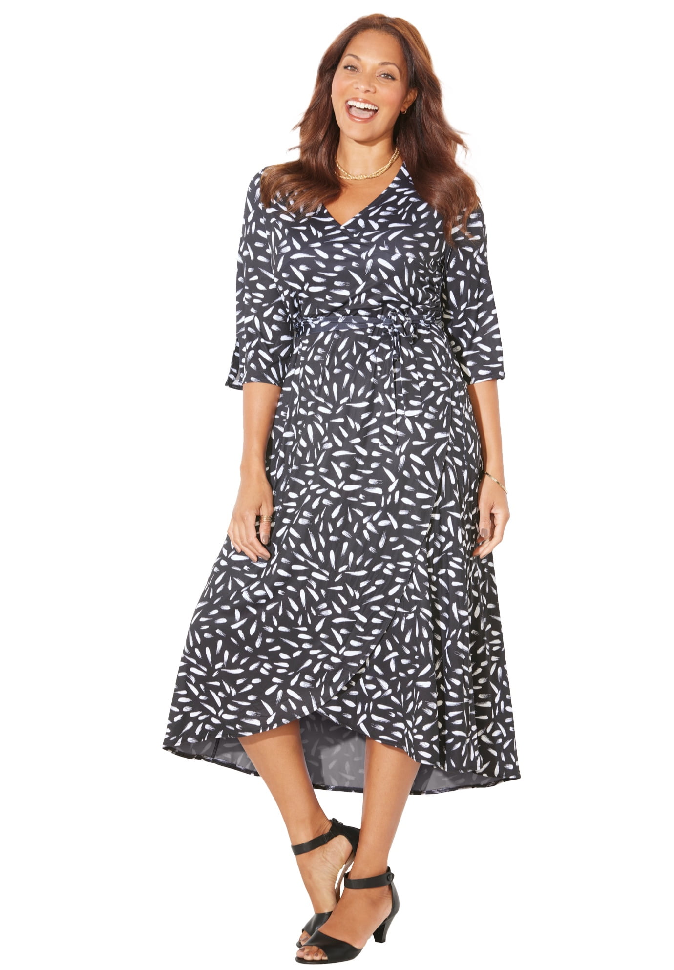 Catherines Women's Plus Size Easy Faux Wrap Dress - Walmart.com