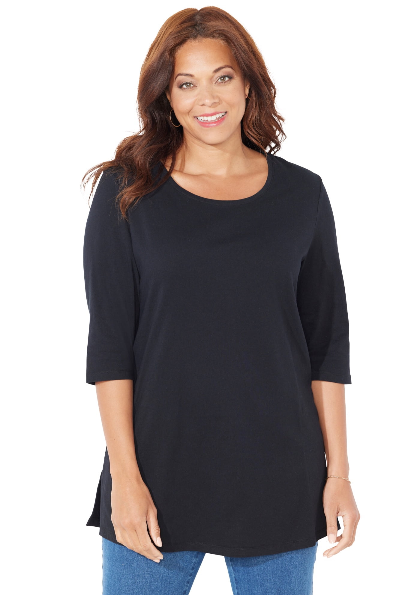 Catherines Women's Plus Size Easy Fit 3/4-Sleeve Scoopneck Tunic ...
