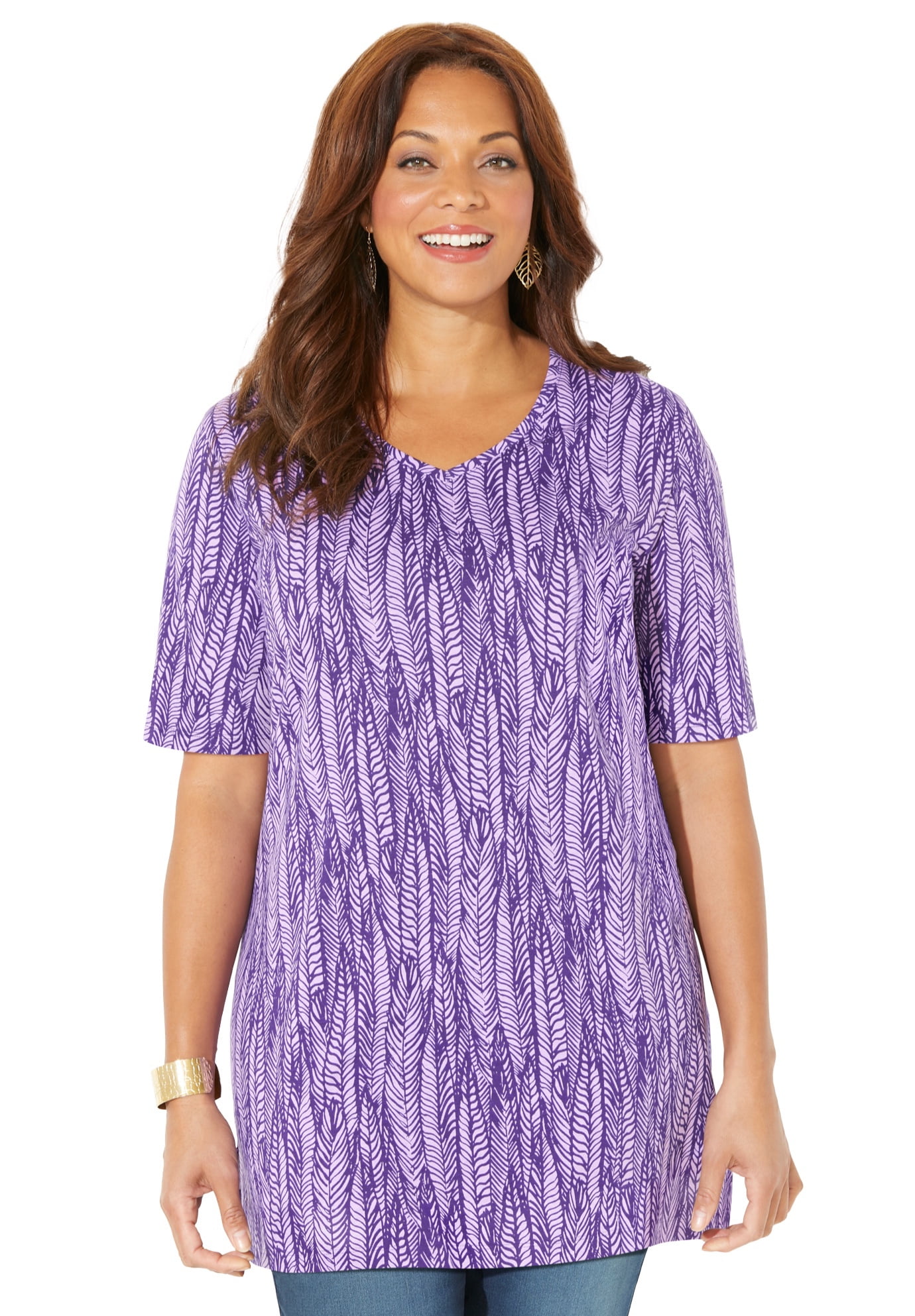 Catherines Women's Plus Size Easy Fit Short Sleeve V-Neck Tunic ...