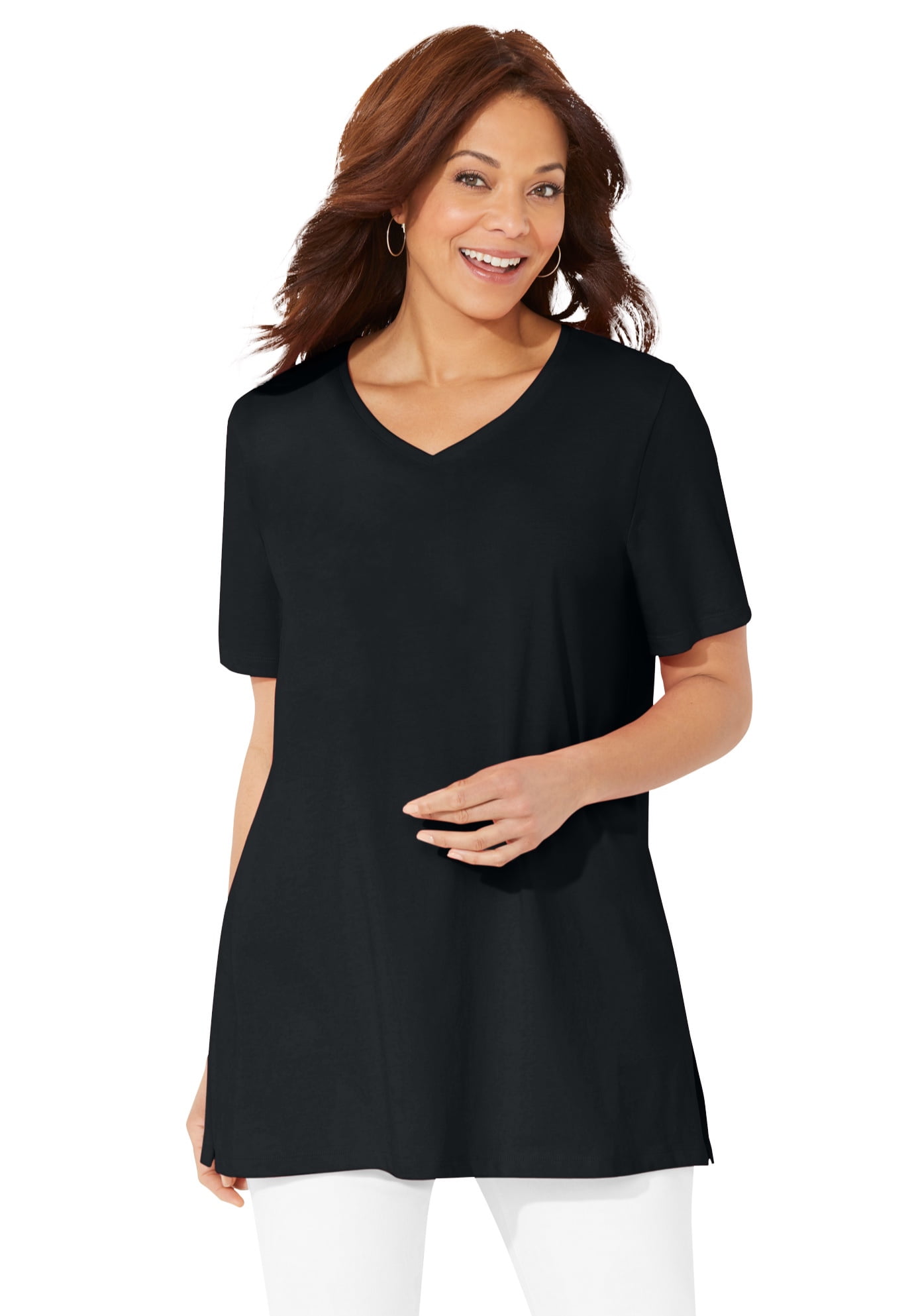 Catherines Women's Plus Size Easy Fit Short Sleeve V-Neck Tunic ...