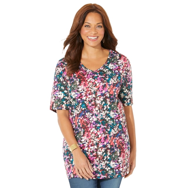 Catherines Women's Plus Size Easy Fit Short Sleeve V-Neck Tunic ...