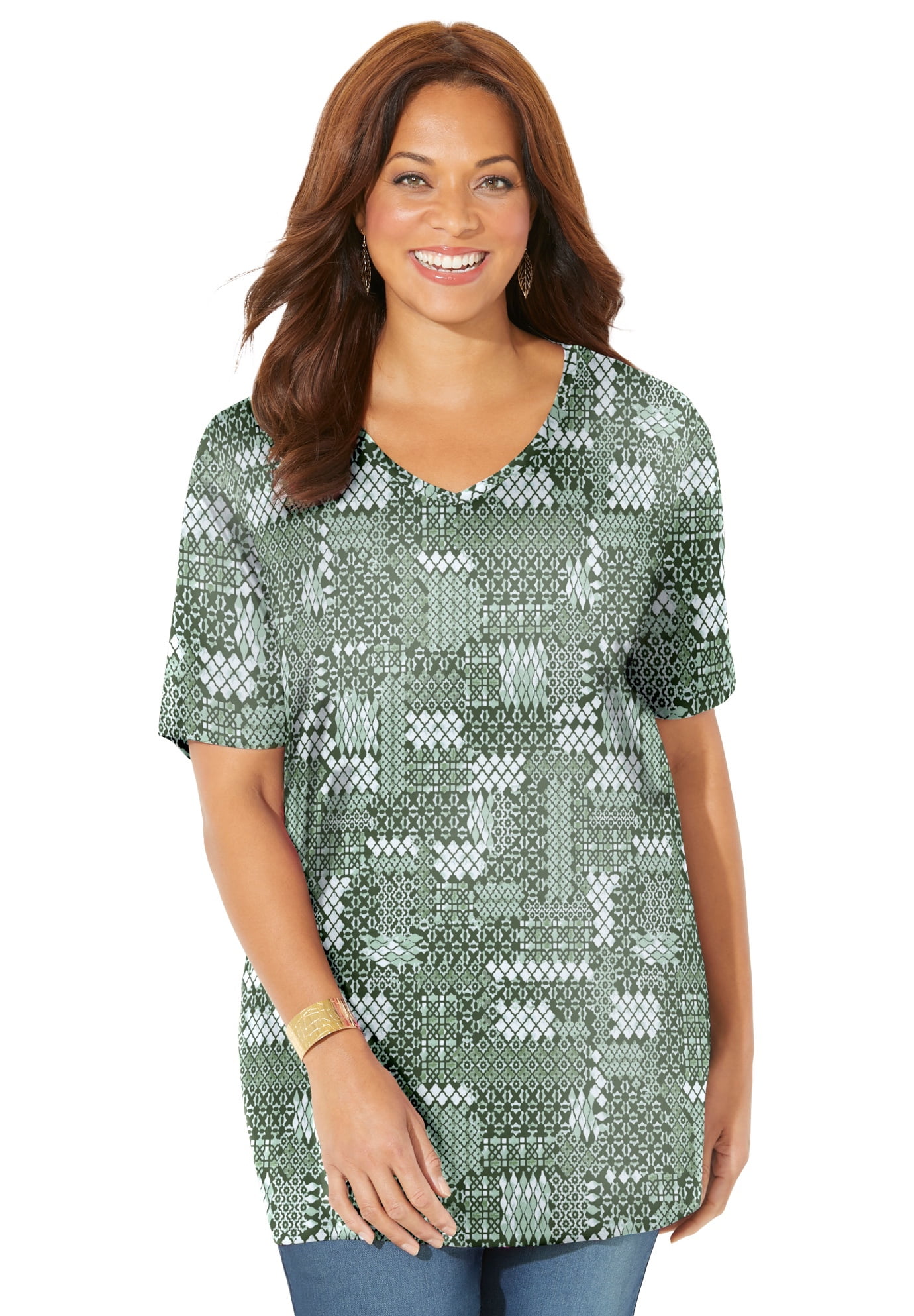 Catherines Women's Plus Size Easy Fit Short Sleeve V-Neck Tunic ...