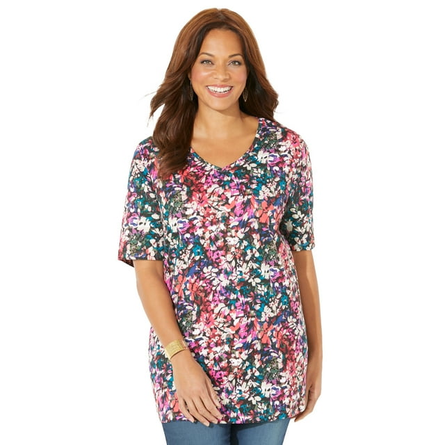 Catherines Women's Plus Size Easy Fit Short Sleeve V-Neck Tee - Walmart.com