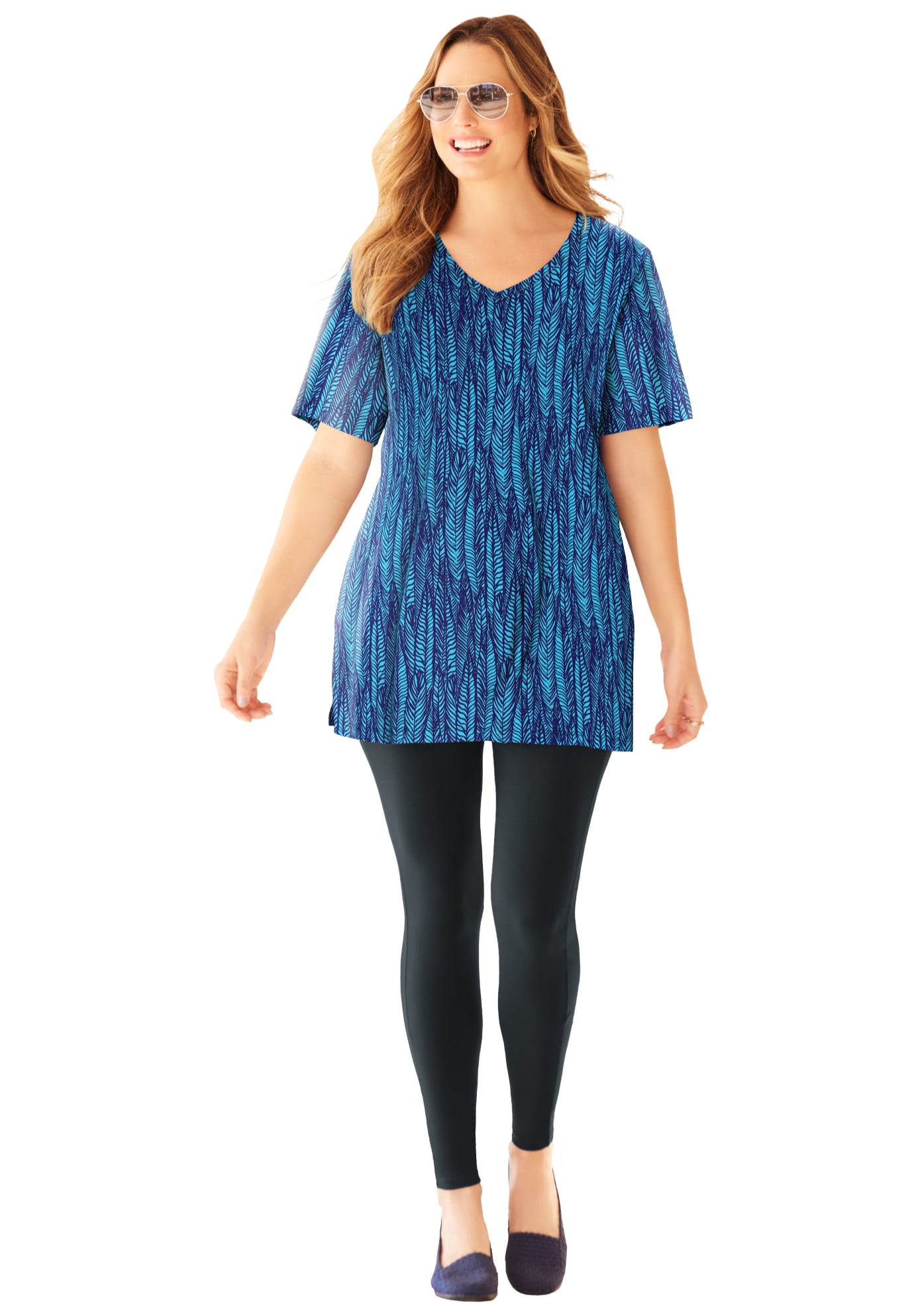 Catherines Women's Plus Size Easy Fit Short Sleeve V-Neck Tunic ...