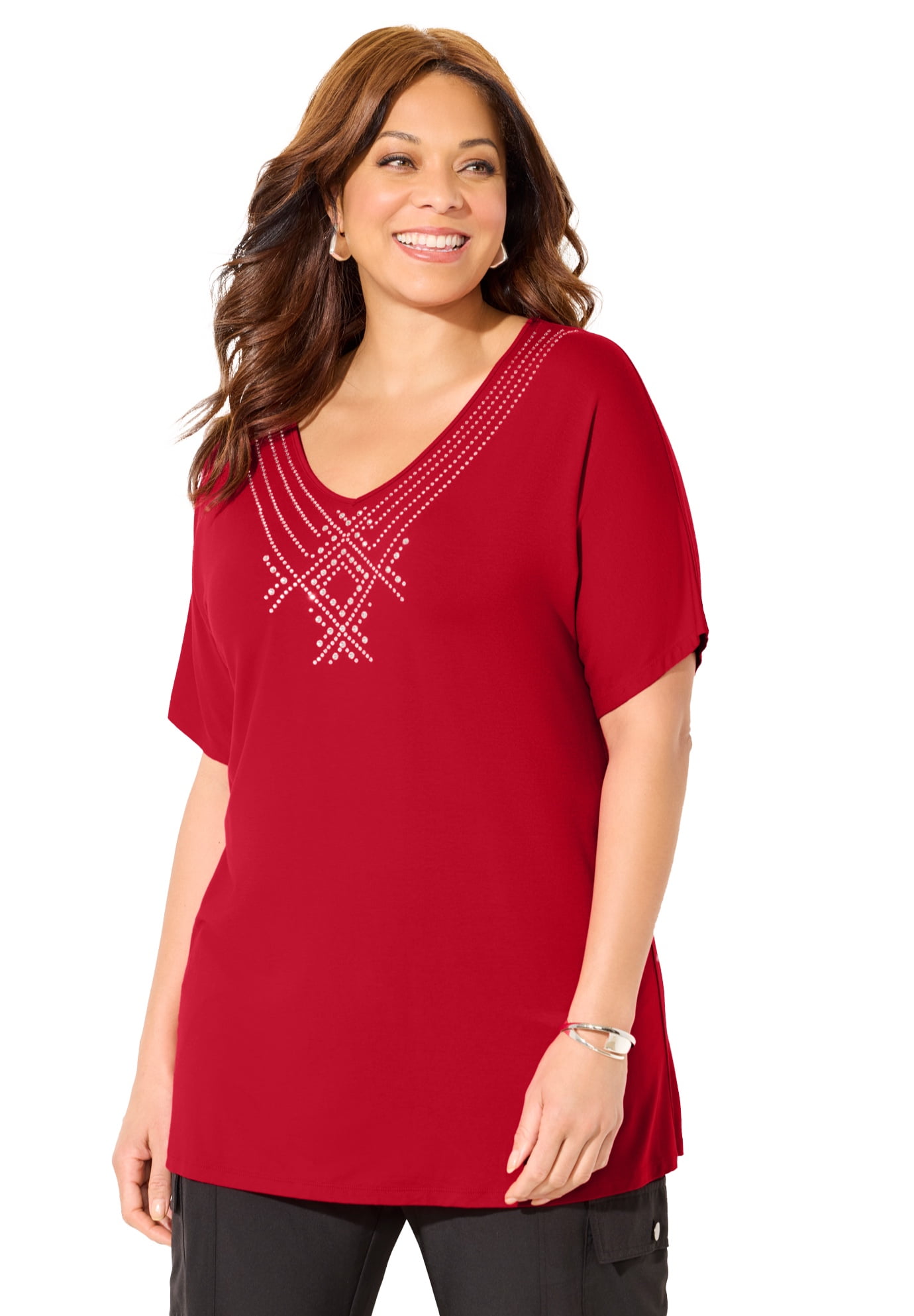 Catherines Women's Plus Size Embellished Dolman Tunic - Walmart.com