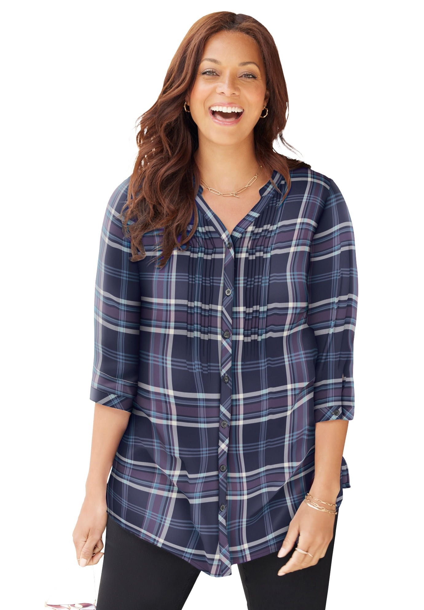 Catherines Women's Plus Size Featherweight Plaid Tunic - Walmart.com