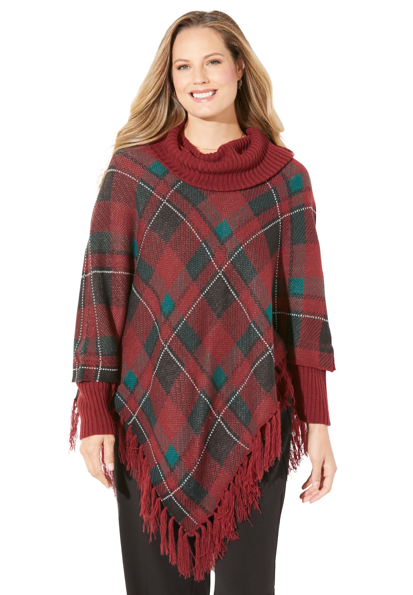 Catherines Women's Plus Size Fringe Poncho Duet - Walmart.com