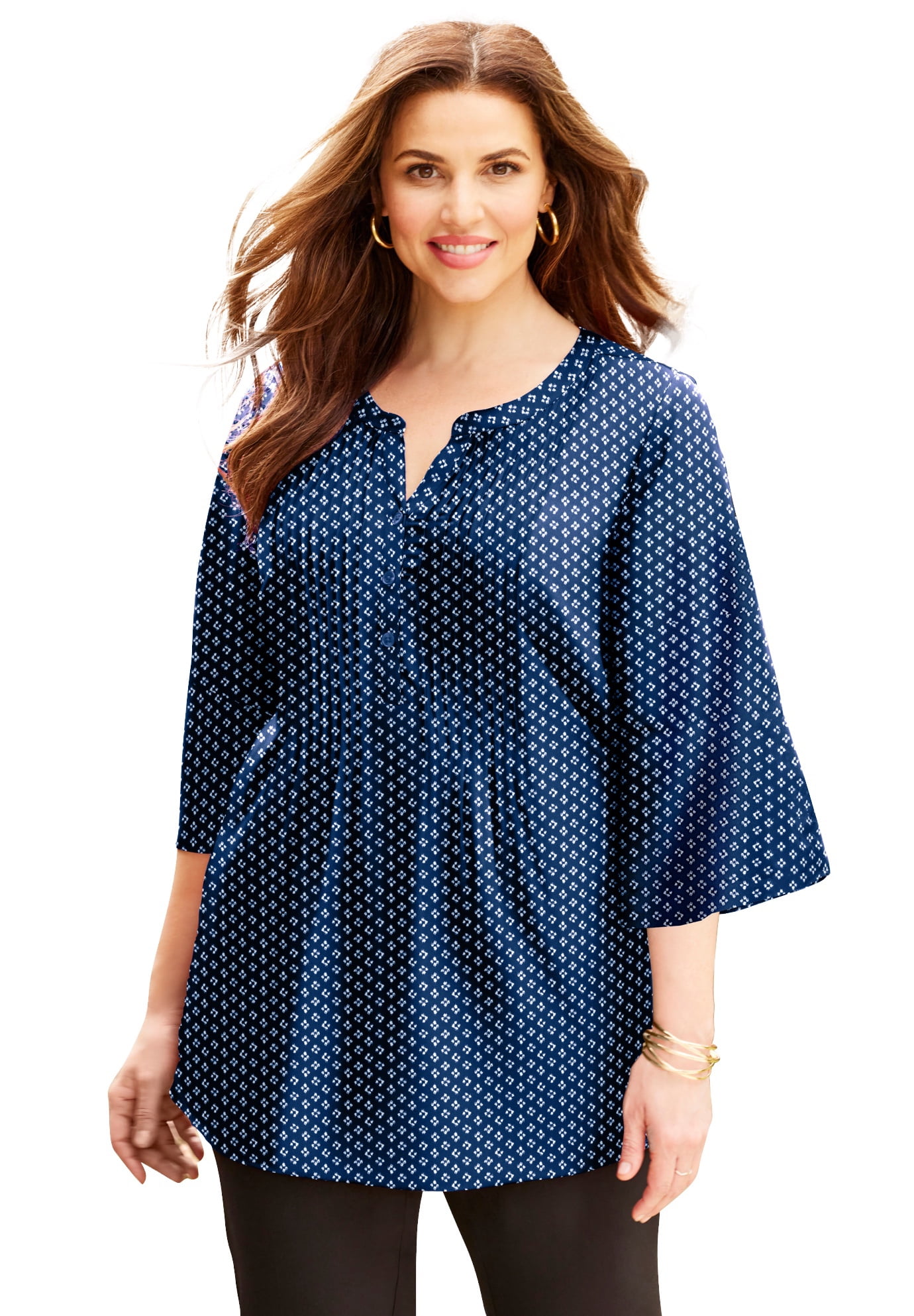 Catherines Women's Plus Size Georgette Blouse, Pleated Bust, Breezy ...