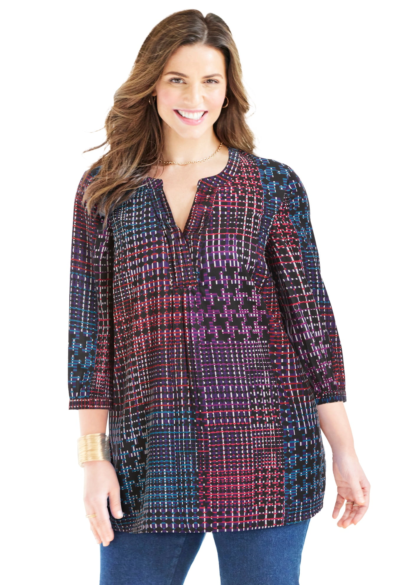 Catherines Women's Plus Size Muse Pintuck Tunic - Walmart.com