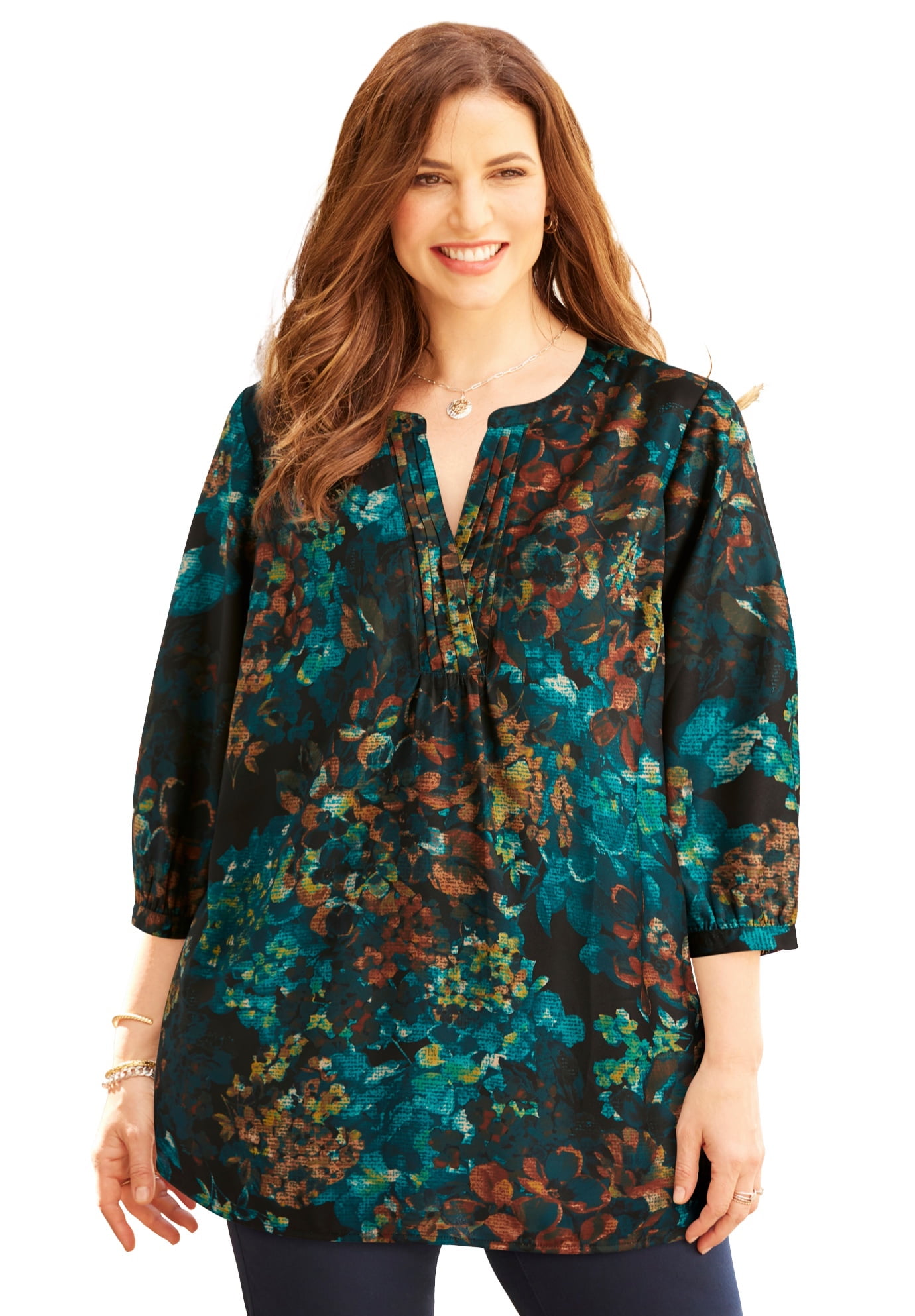 Catherines Women's Plus Size Muse Pintuck Tunic - Walmart.com
