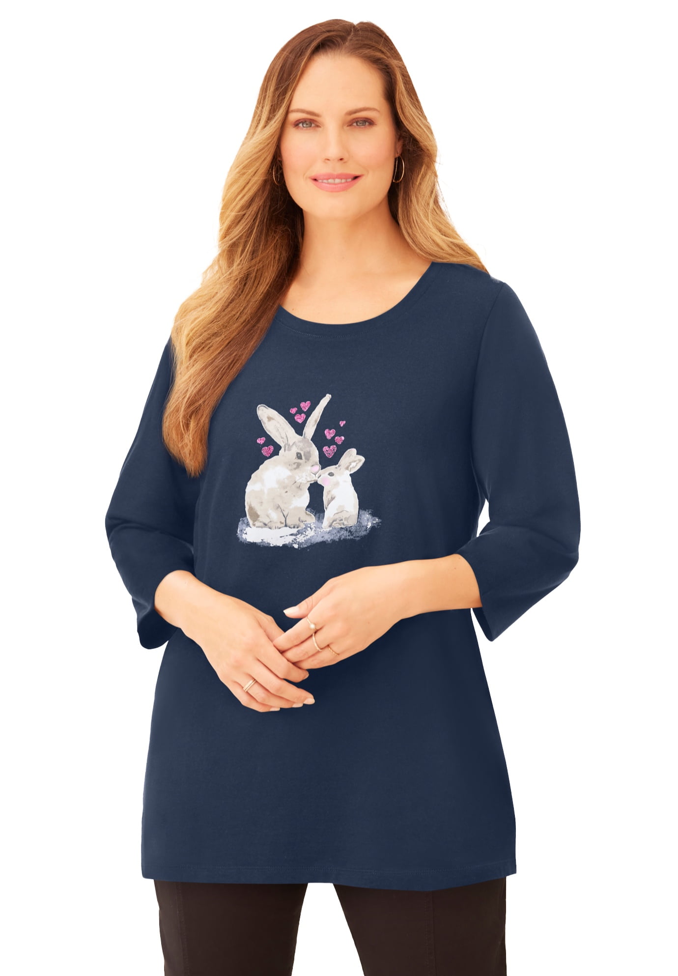 Catherines Women's Plus Size Glitter Graphic Tee - Walmart.com