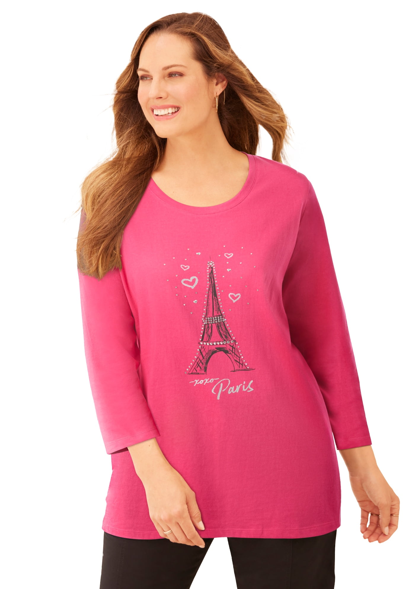 Catherines Women's Plus Size Glitter Graphic Tee - Walmart.com
