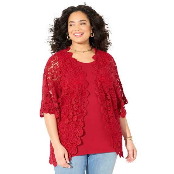 Catherines Women's Plus Size Graceful Crochet wrap - Walmart.com